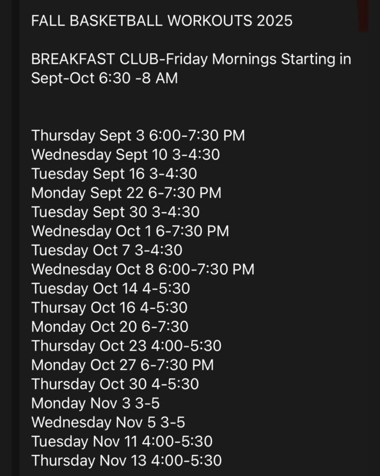 9/10 UPDATE: 2025 Fall Open Gym Schedule - HoopDirt